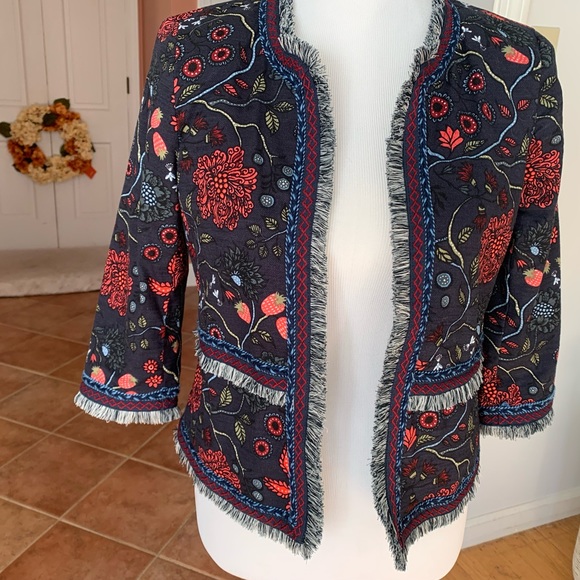 LOFT | Jackets & Coats | Loft Navy Blue Floral Blazer Jacket | Poshmark